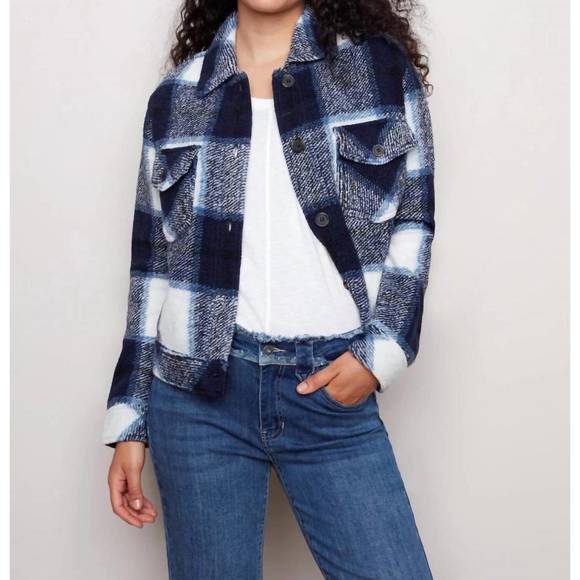 CHARLIE B | Jackets & Coats | New Charlie B Plaid Boiled Wool Short ...